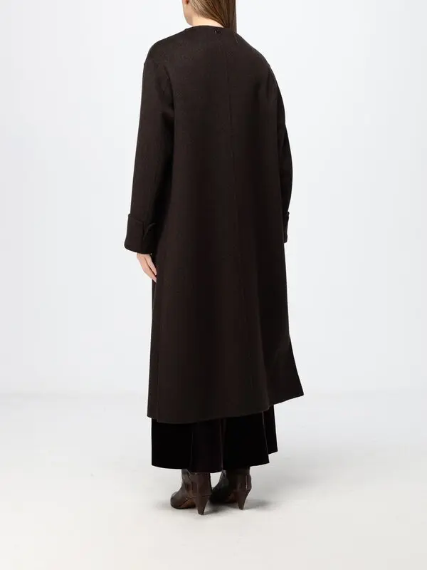 Agnona Single-breasted Long Coat In Pure Cashmere With Dropped Shoulders