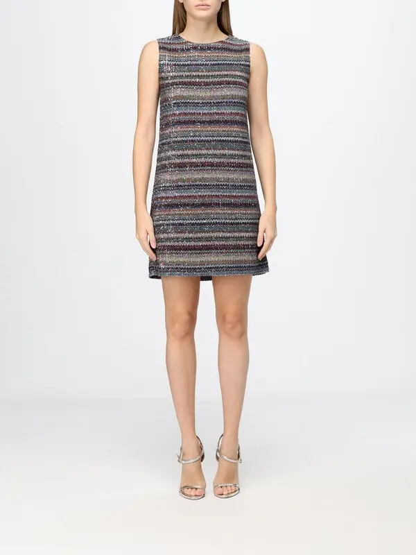 Missoni Multi Striped Sheath Mini Dress With Crew Neck