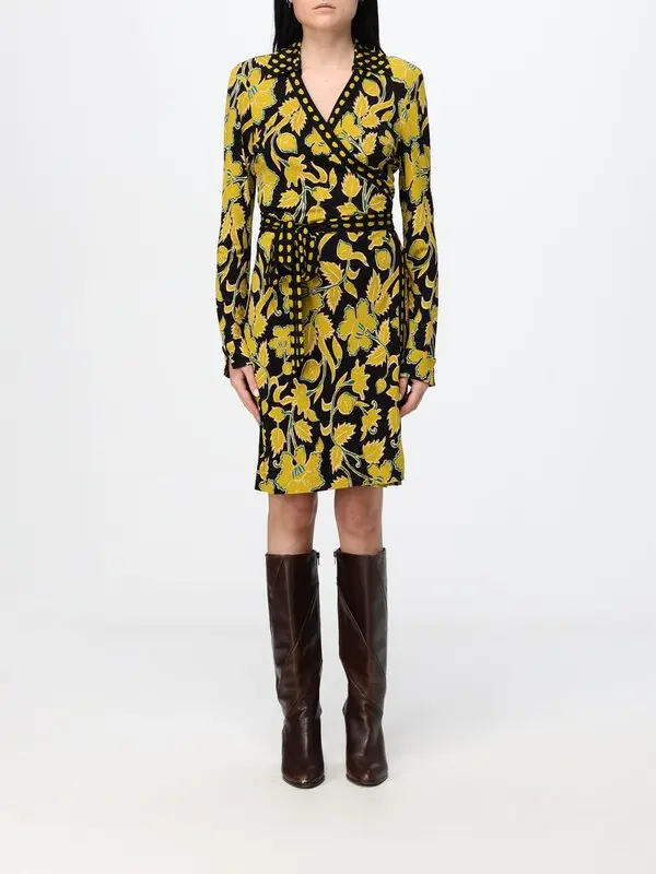 Diane Von Furstenberg Floral Print Viscose Wrap Mini Shirt Dress