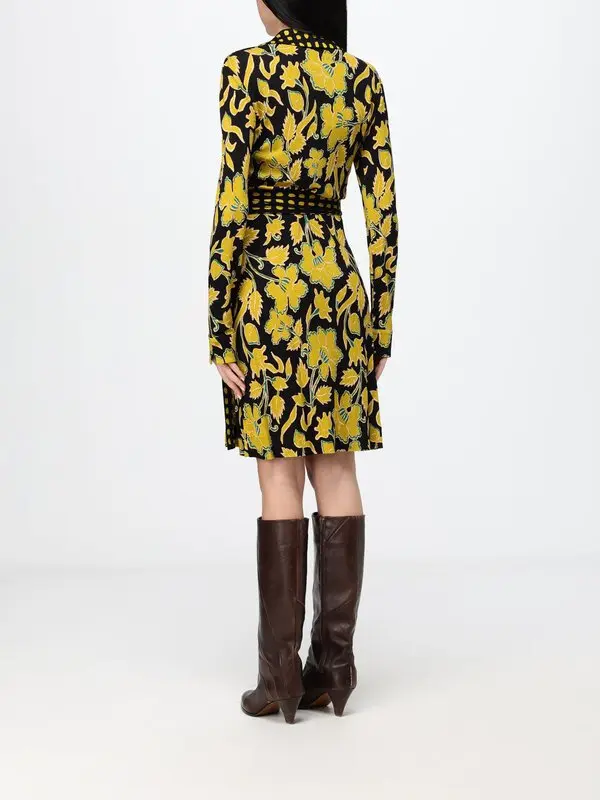 Diane Von Furstenberg Floral Print Viscose Wrap Mini Shirt Dress