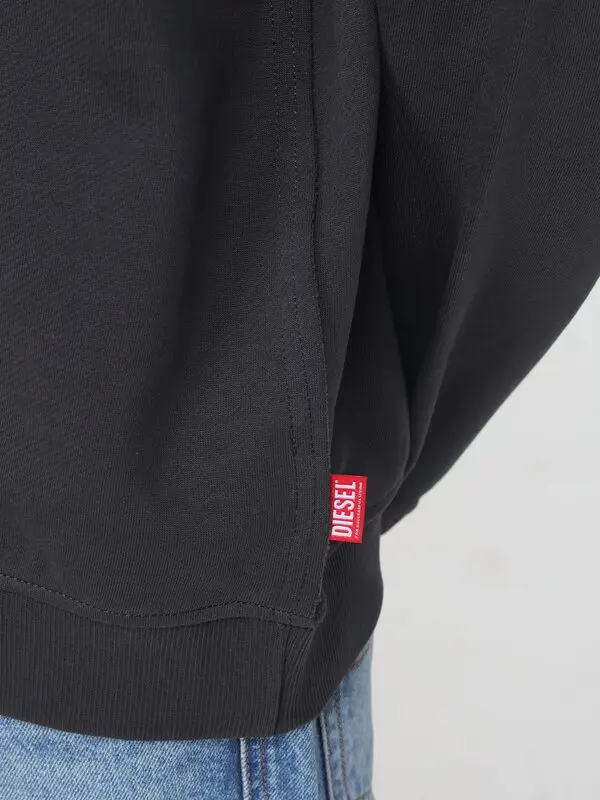 DIESEL® Crew Neck Cotton Sweatshirt With Contrast Logo Print And Dropped Shoulders