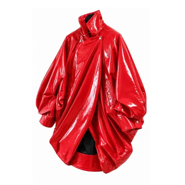 JULIA ALLERT Oversized Lacquer Cocoon Jacket - Red