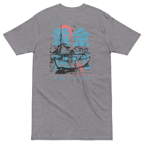 ANCHOR & CREW Heather Two Fisherman Japan Era Heavy Cotton T-shirt - Grey