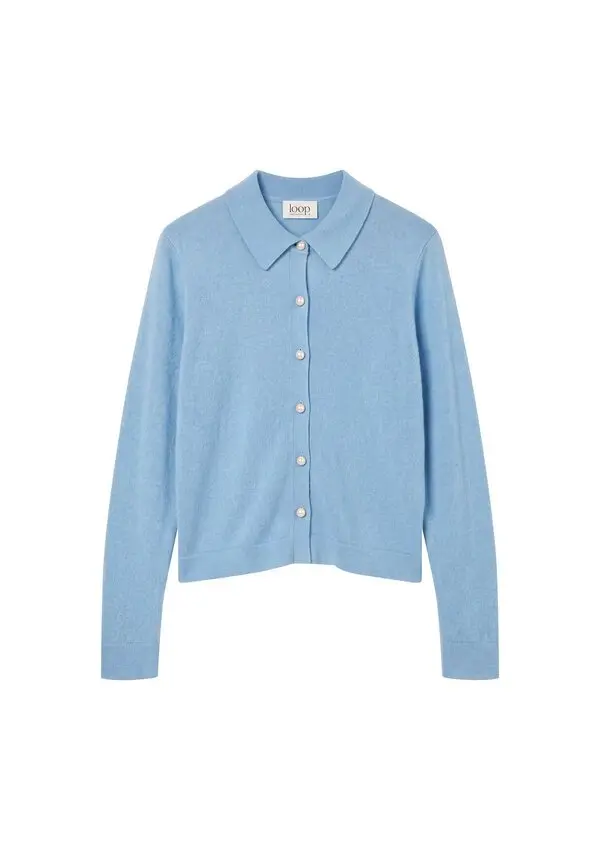 LOOP CASHMERE Knitted Shirt In Cerulean