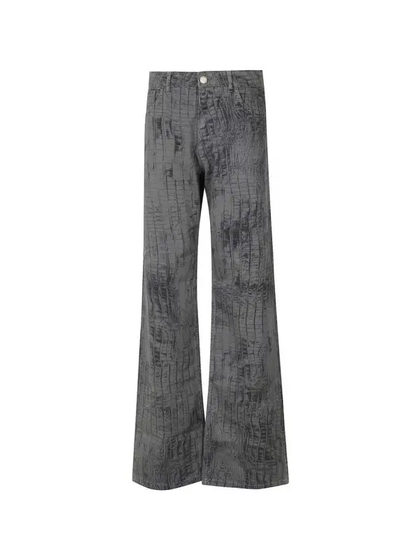 Federica Tosi Coconut Crocodile-effect Flared-leg Jeans - Grey