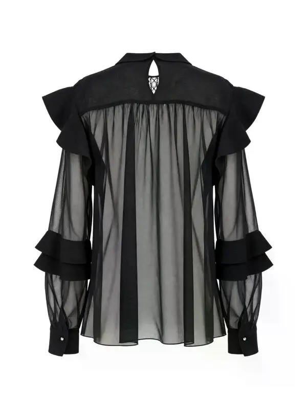 LANVIN Ruffled Lace-panel Blouse
