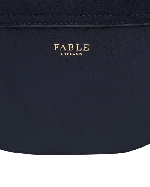 FABLE ENGLAND Beth Floral Applique Faux Suede Saddle Purse