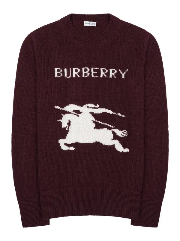Burberry Maglia In Lana E Cashmere Con Logo - Bordeaux