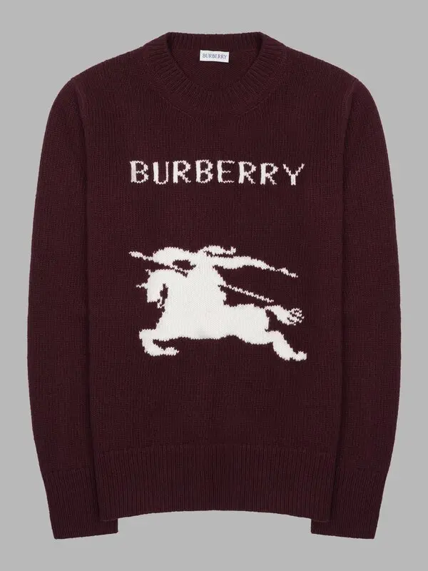 Burberry Maglia In Lana E Cashmere Con Logo - Bordeaux