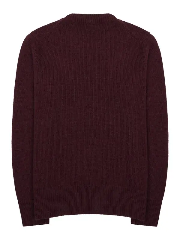 Burberry Maglia In Lana E Cashmere Con Logo - Bordeaux