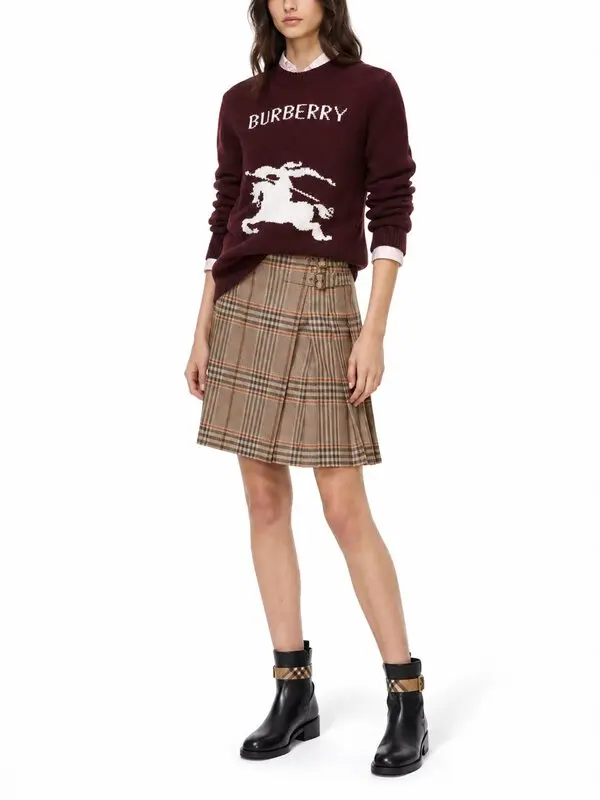 Burberry Maglia In Lana E Cashmere Con Logo - Bordeaux