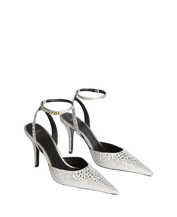 Balmain Strappy Satin Courts With Crystals
