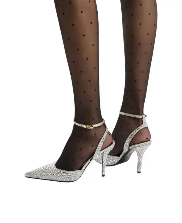 Balmain Strappy Satin Courts With Crystals