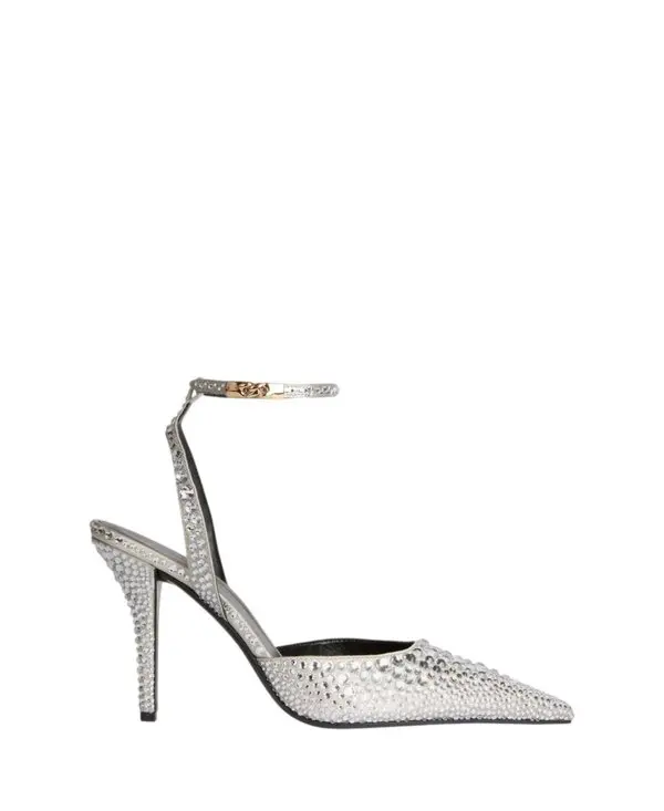 Balmain Strappy Satin Courts With Crystals
