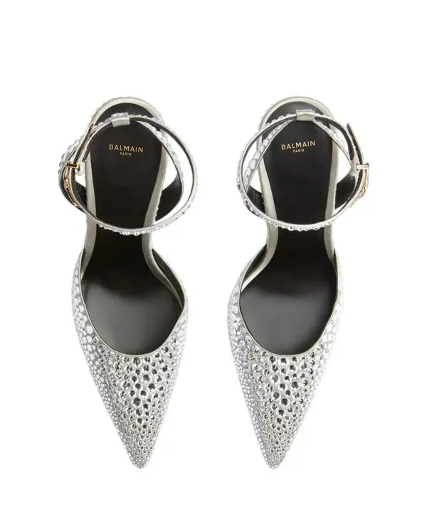 Balmain Strappy Satin Courts With Crystals