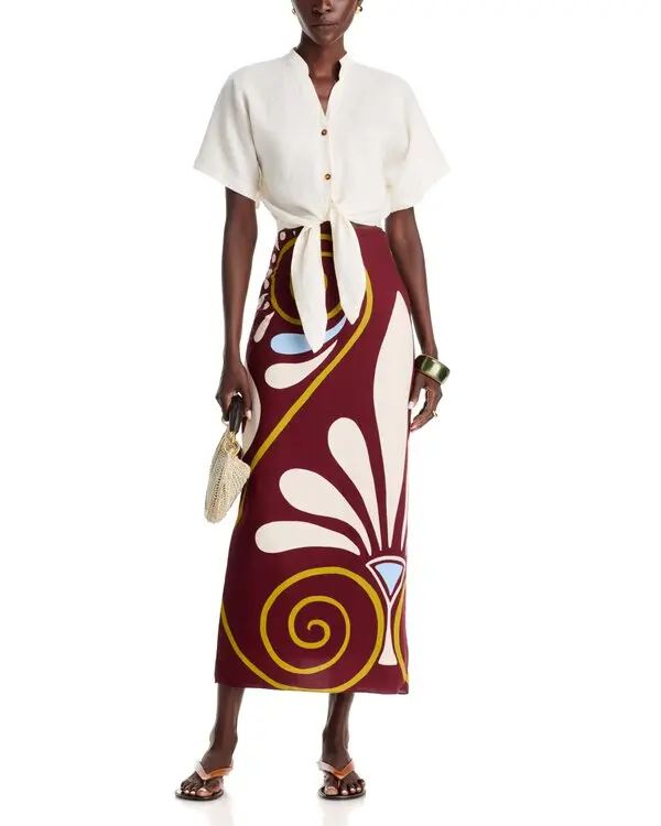 CALA DE LA CRUZ Leroy Linen Tie Front Shirt
