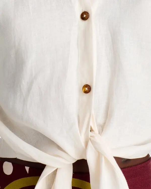 CALA DE LA CRUZ Leroy Linen Tie Front Shirt