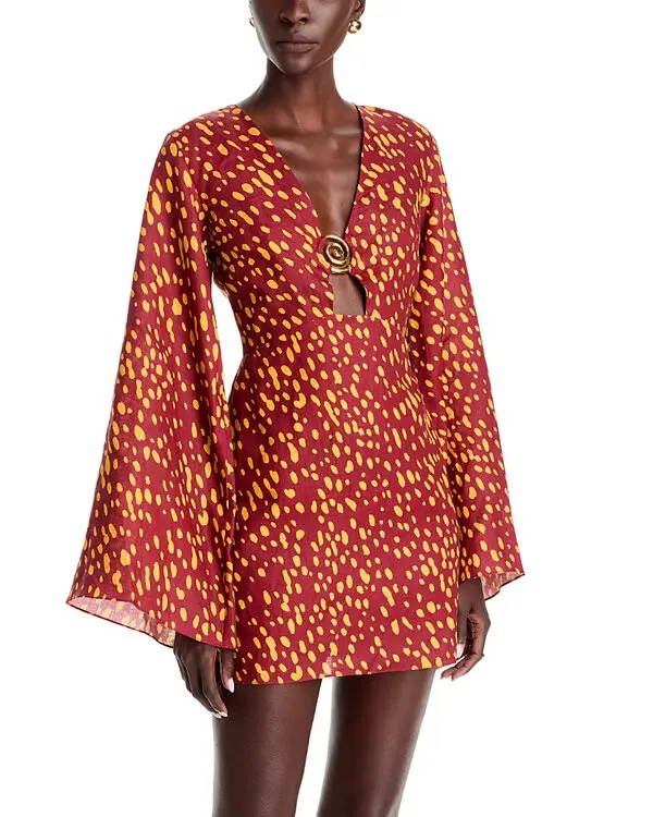 CALA DE LA CRUZ Tessa Linen Printed Mini Dress - Dapple