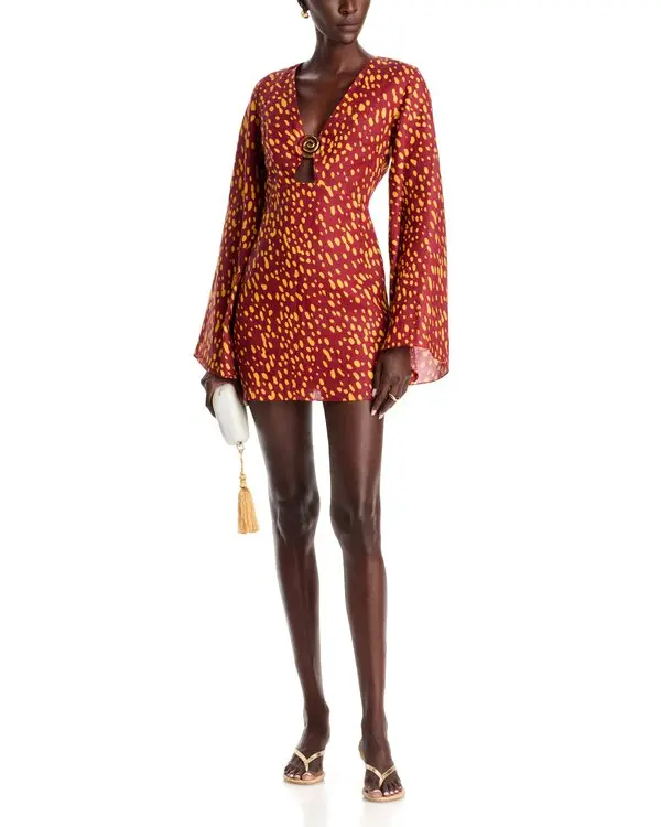 CALA DE LA CRUZ Tessa Linen Printed Mini Dress