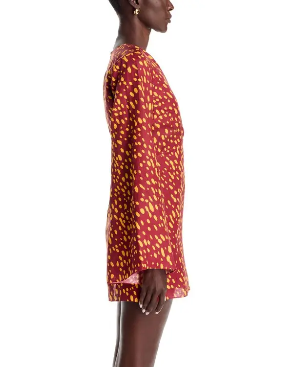 CALA DE LA CRUZ Tessa Linen Printed Mini Dress