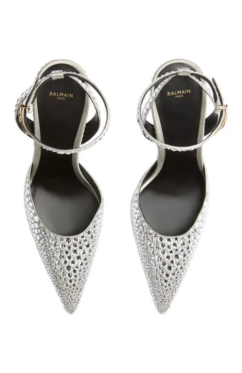 Balmain Strappy Satin Courts With Crystals
