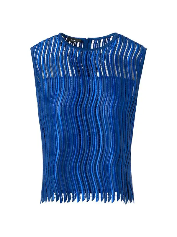 Akris Techno Wave Guipure Lace Sleeveless Blouse - Lapis Blue