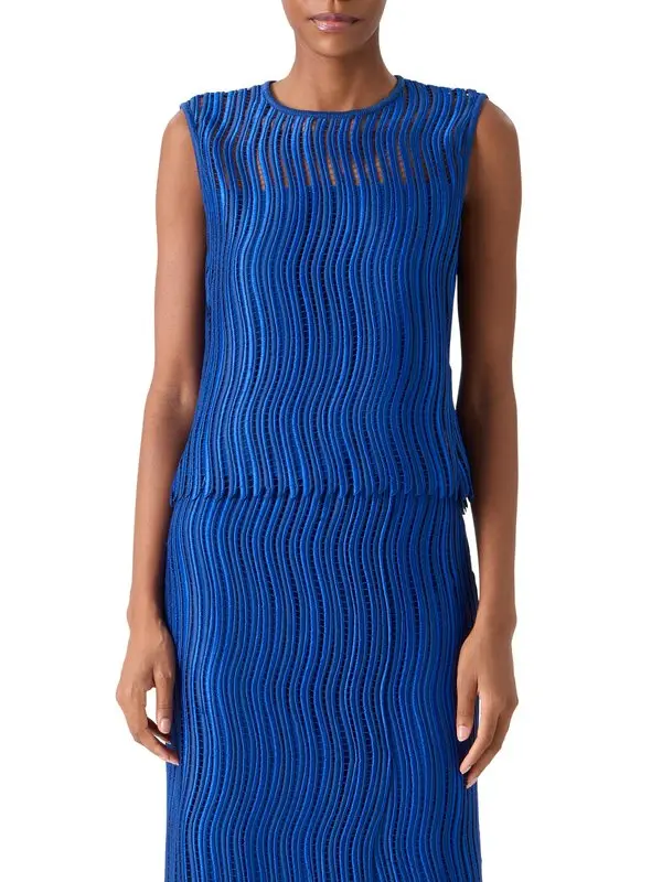 Akris Techno Wave Guipure Lace Sleeveless Blouse