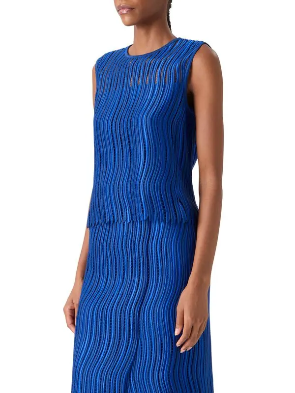 Akris Techno Wave Guipure Lace Sleeveless Blouse
