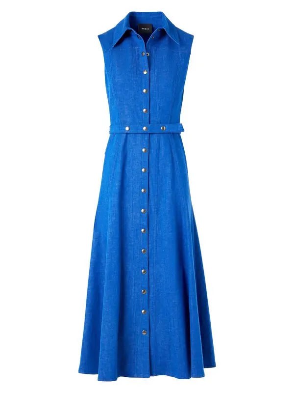 Akris Belted Cotton-blend Denim Midi-shirtdress - Lapis Blue