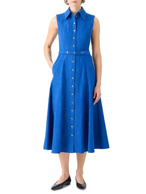 Akris Belted Cotton-blend Denim Midi-shirtdress