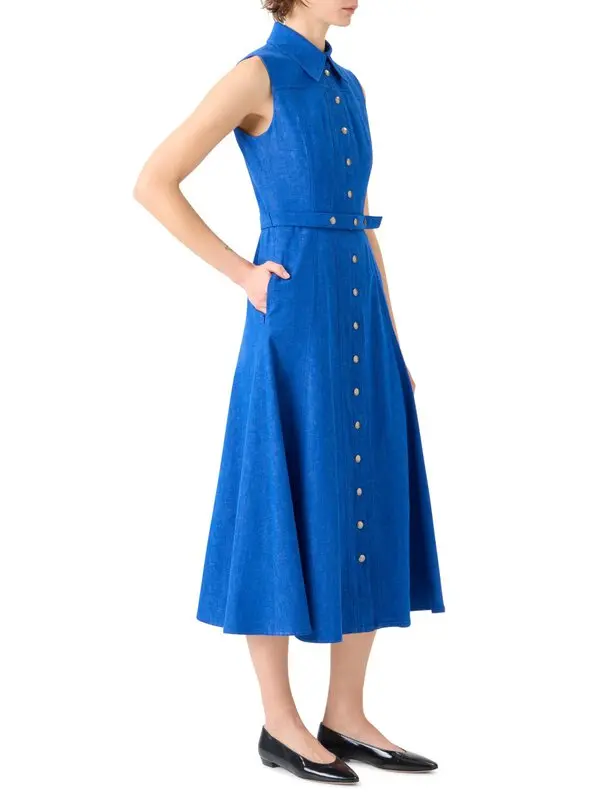 Akris Belted Cotton-blend Denim Midi-shirtdress