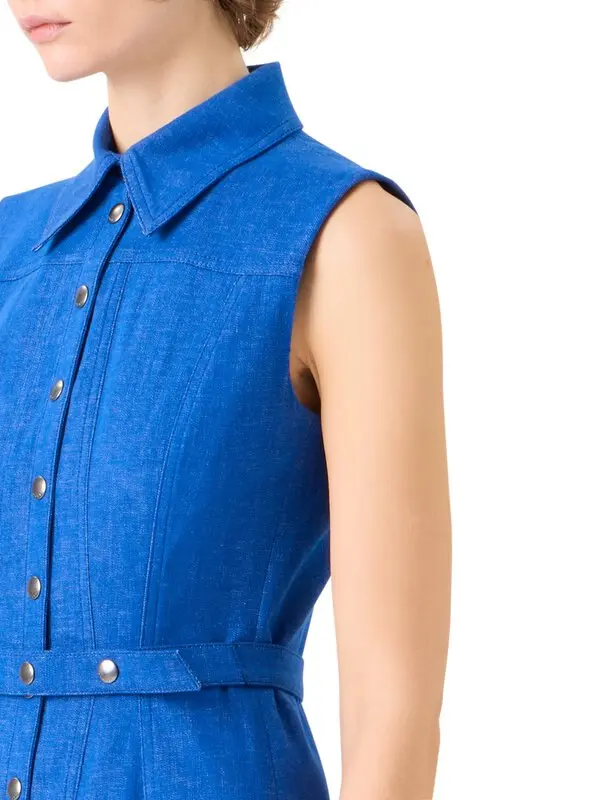 Akris Belted Cotton-blend Denim Midi-shirtdress