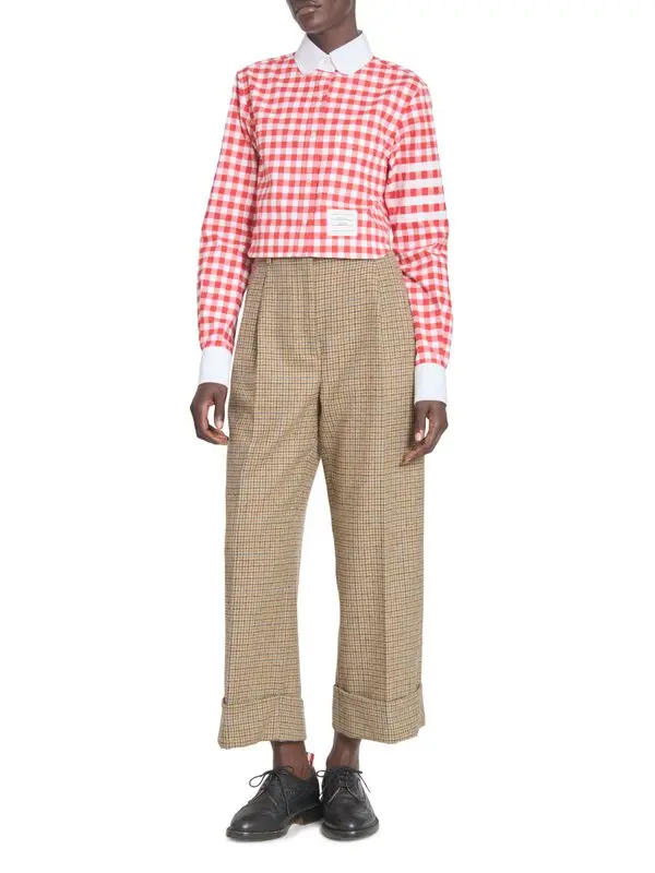 Thom Browne Gingham Checked Cotton Crop Shirt