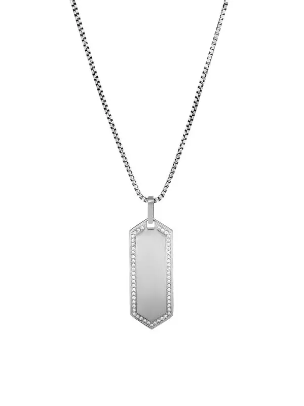 Tateossian X Lamborghini Hex Titanium-enamel & Diamond 0.43 Tcw Necklace - Silver