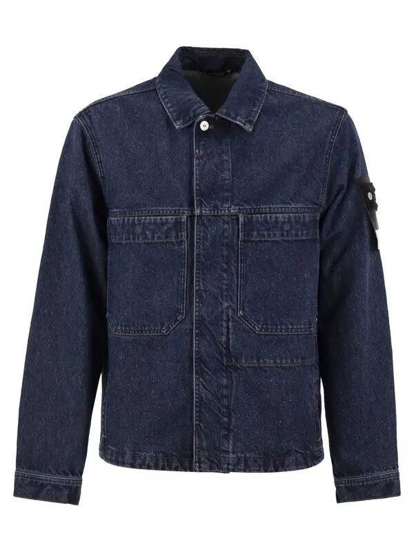 Stone Island Denim Jacket With Patch Pockets - Multicolor