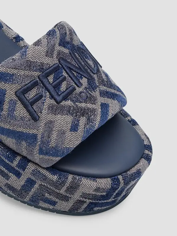 Fendi Sunshine Ff 65mm Chenille Jacquard Platform Sandals