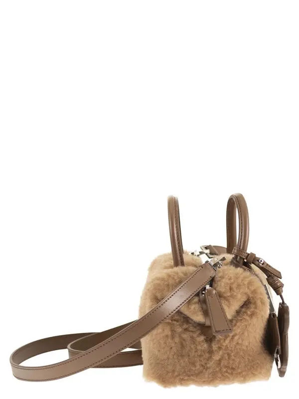 Max Mara Mxateddyholdals Teddy Holdall Small Bag In Camel Hair And Silk - Brown