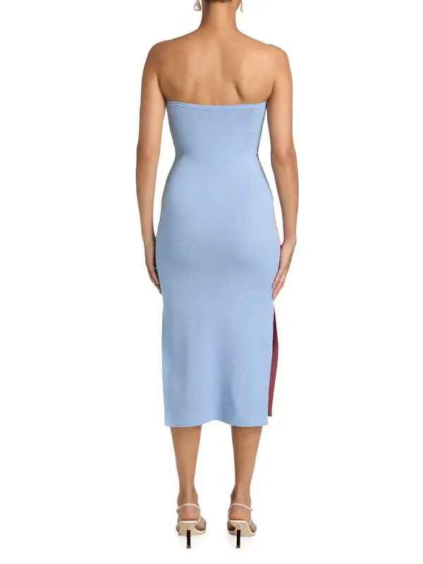 MILLY Simone Floral Knit Strapless Midi-dress