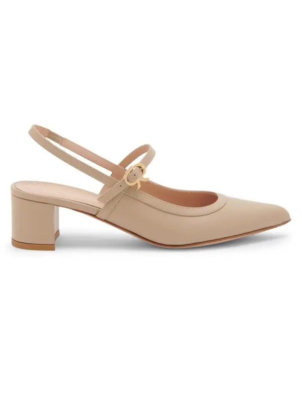 GIANVITO ROSSI Leather 45mm Slingback Block Pumps - Praline