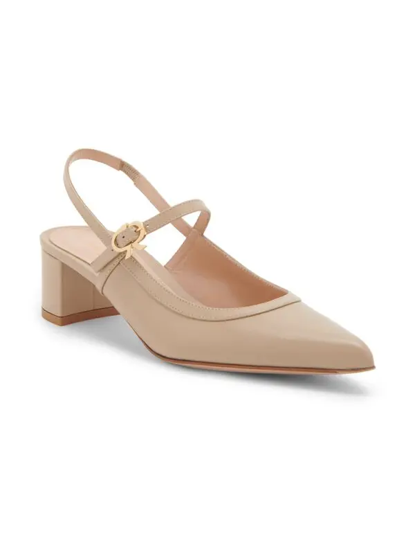 GIANVITO ROSSI Leather 45mm Slingback Block Pumps