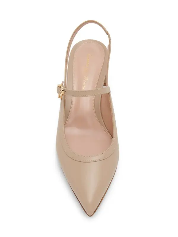 GIANVITO ROSSI Leather 45mm Slingback Block Pumps