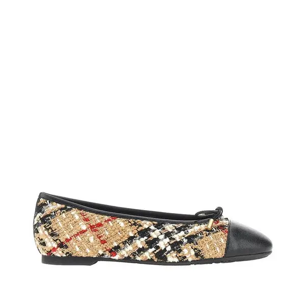Burberry Check Bouclé And Leather Highgate Ballerinas - Multicolor