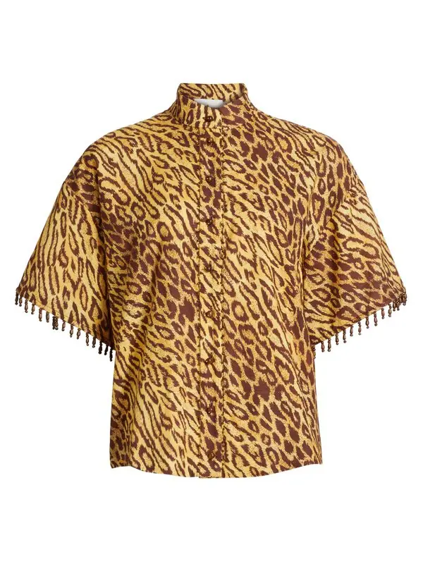 Zimmermann Coco Print Cotton Cover-up Shirt - Leopard