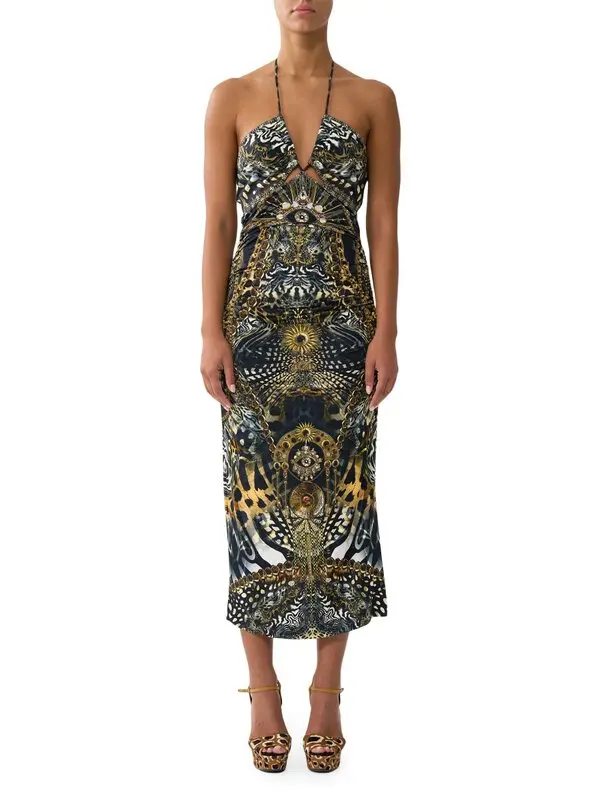 Camilla Feline Fol Cut Out Jersey Halter Dress - Multi