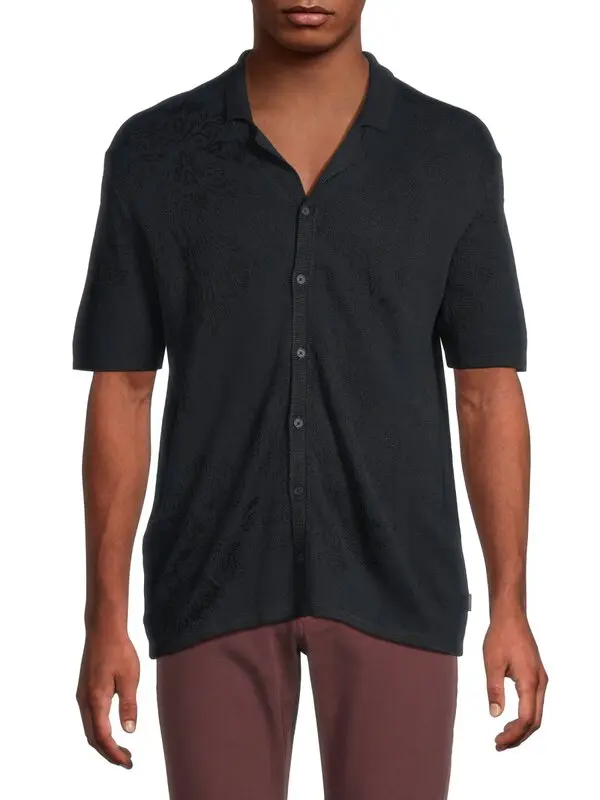 John Varvatos Arlon Paisley Sheen Jacquard Camp Shirt