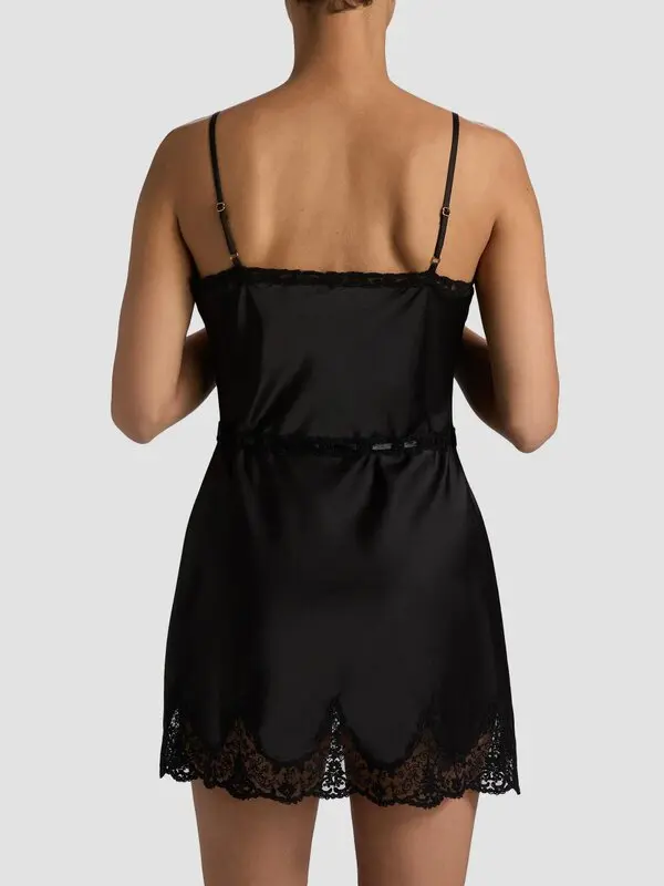 LoveShackFancy Sanna Lace-trimmed Satin Minidress