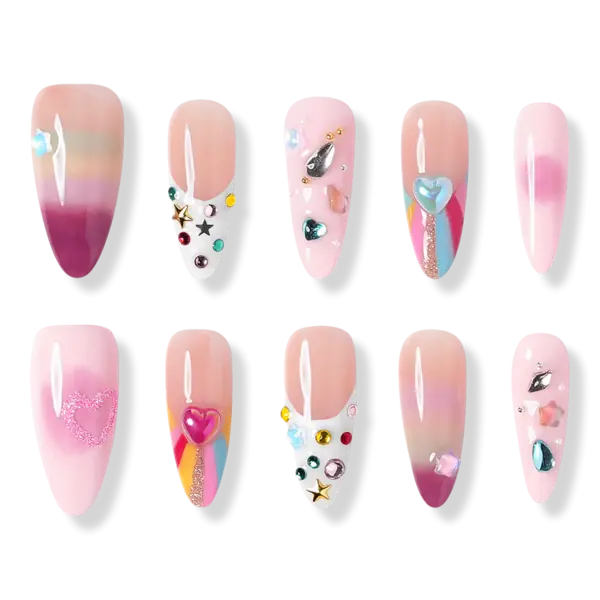 3H NAILS San Francisco Medium Almond Press-on Nails - One-color