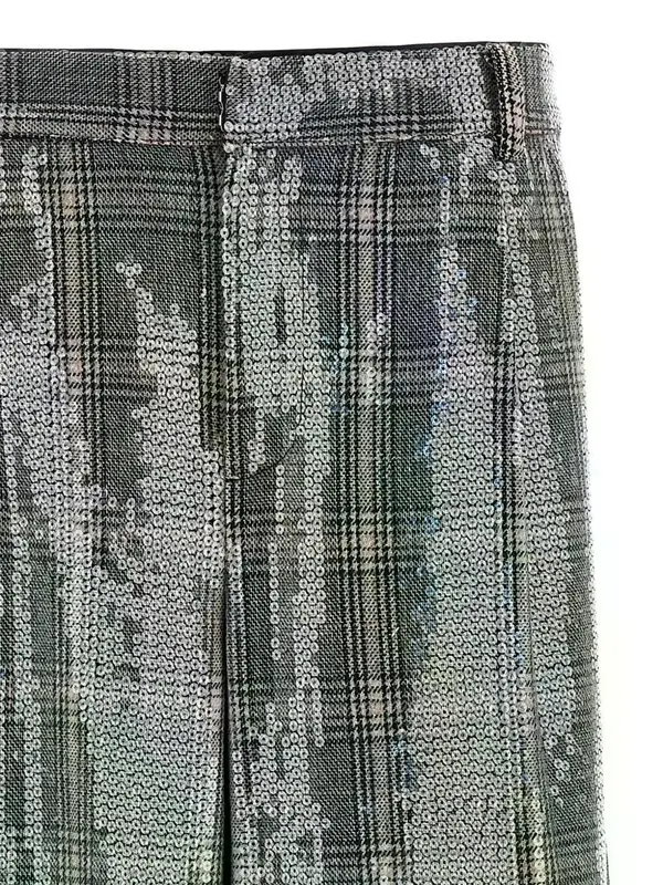 Retrofete Fleur Sequin-embellished Checked Trousers