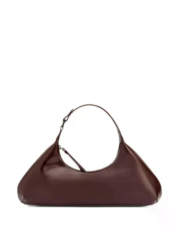 By Far Amberette Semi-patent Shoulder Bag - Brown