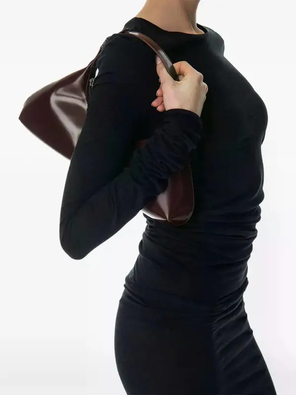 By Far Amberette Semi-patent Shoulder Bag - Brown